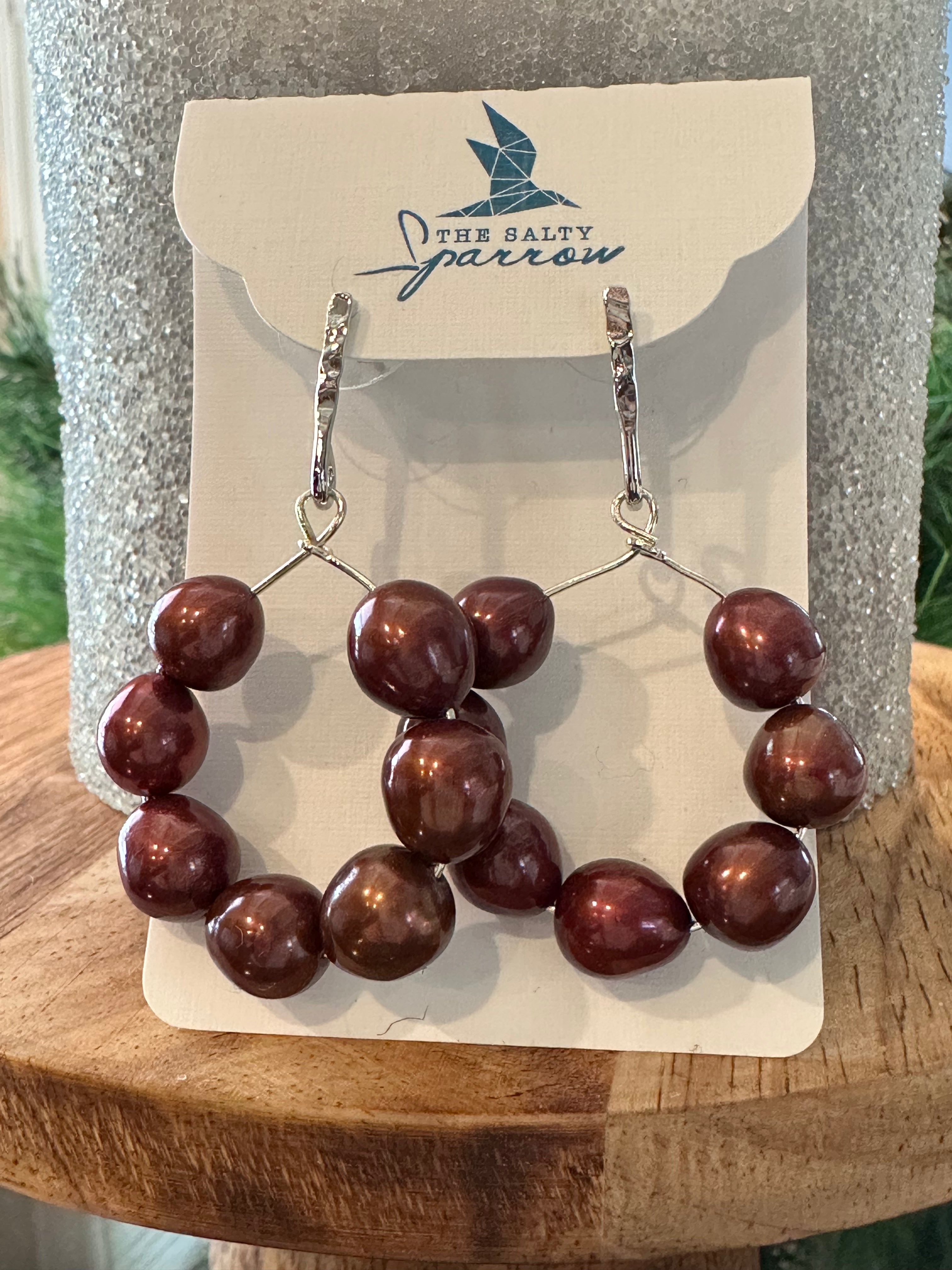 Large Merlot pearl hoops – The Salty Sparrow Jewelry